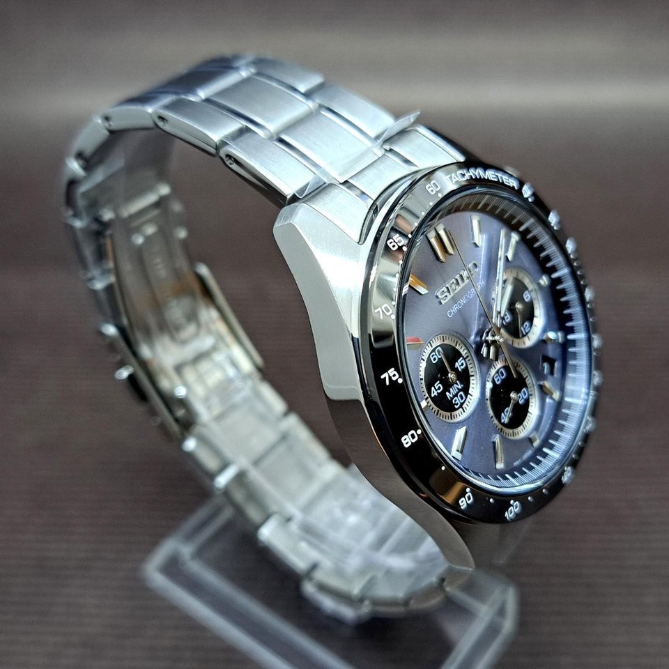 SEIKO SBTR027 Chronograph Blue Gray Dial Quartz Watch 42mm 10ATM New ...