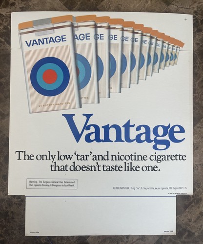 RARE Vintage 1975 Vantage Cigarette Litho Sign 332B - Store Display RJ ...