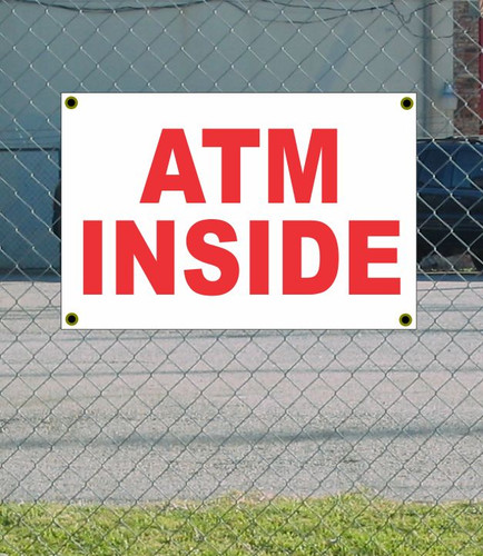 2x3 ATM INSIDE Red & White Banner Sign NEW | eBay