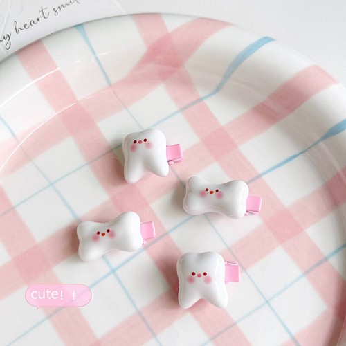 Fashion Pink Teeth Bone Design Hair Rope With Cute Expression Mini Hair ...