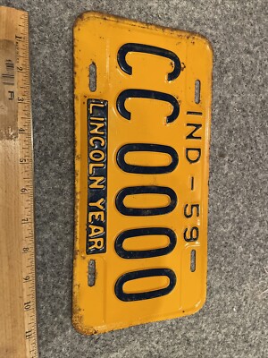 1959 Indiana SAMPLE License Plate Safety Pays 60 IN Tag CC 0000 | eBay