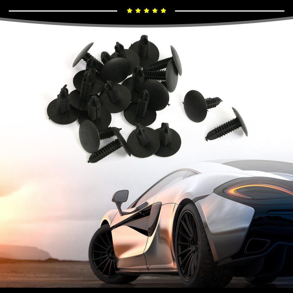 Piece of 20 Black Plastic Fir Tree Trim Panel Clips 16mm Head for 4.8mm ...