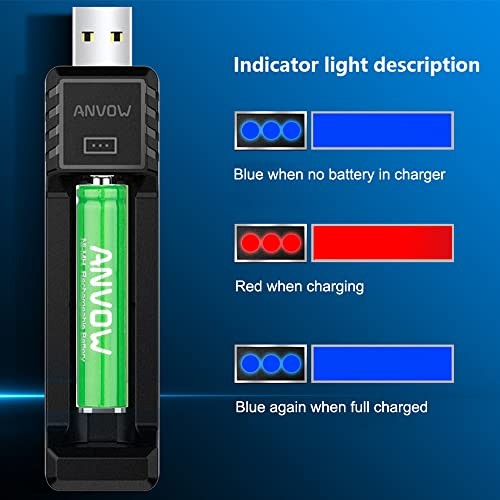 Anvow Smart Aaaa Battery Charger With 2 Counts Rechargeable Aaaa Batte ...