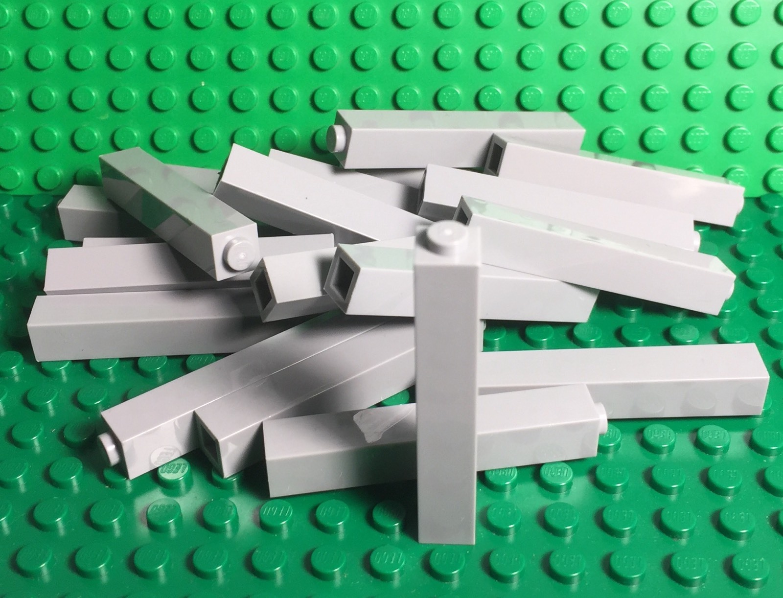 Lego 15 Pieces 1x1x5 Medium Stone Gray Brick / Light Bluish Gray Bulk ...