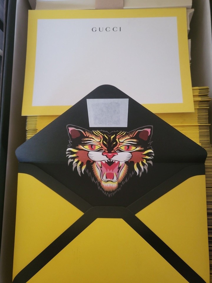 20 Gucci Yellow Tiger Notecard and Envelope Stationary Set NEW | eBay