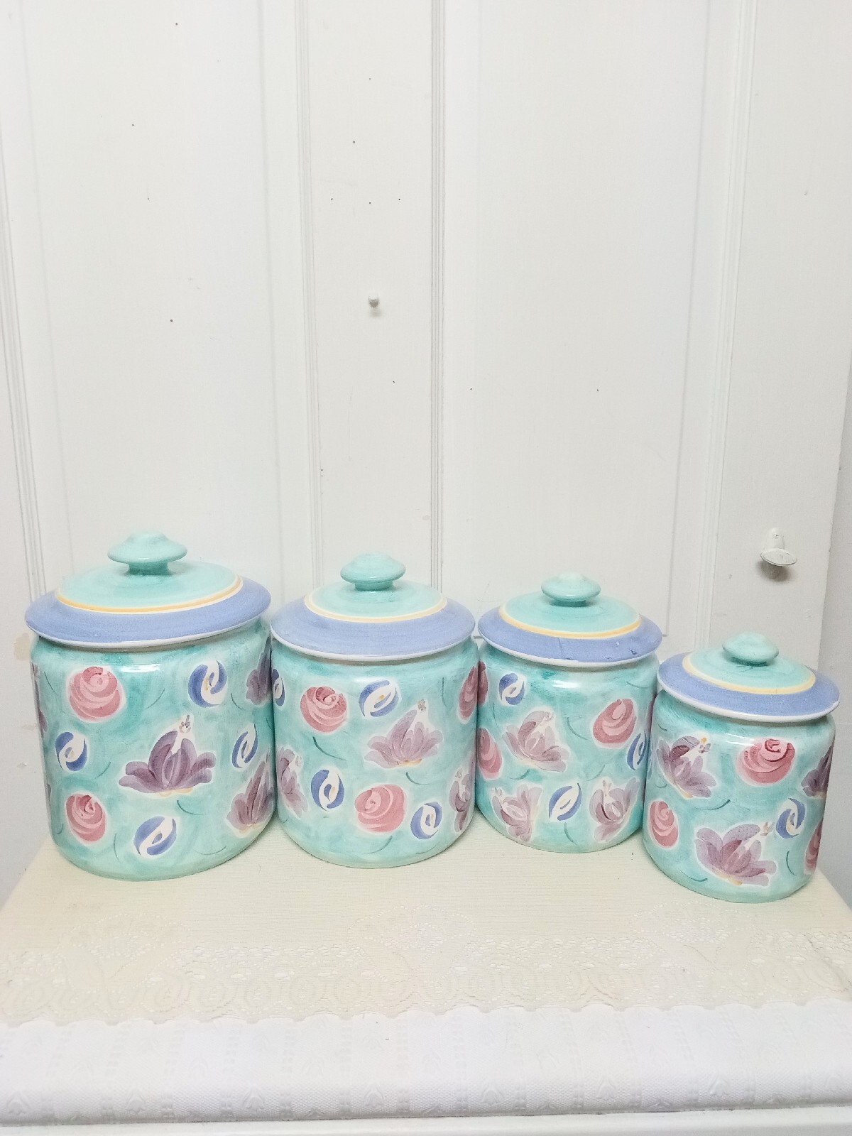 Rare Vintage Canisters Set Of 4 Personalized Ceramic Multi Colored ...
