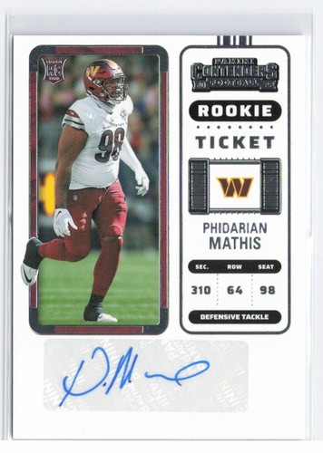 2022 Panini Contenders Rookie Ticket Phidarian Mathis #170 RC Auto ...