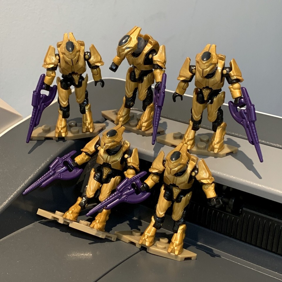 LOT 5x Mega Construx halo ELITE 4 FIGURE Bloks Unsc mongoose outriders ...