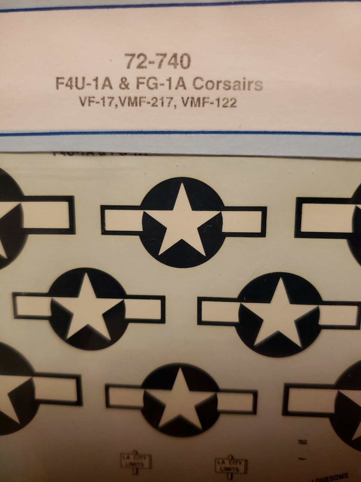 Super Scale International 72-740 F4U-1A & FG-1A Corsairs VF-117 VMF-217 ...