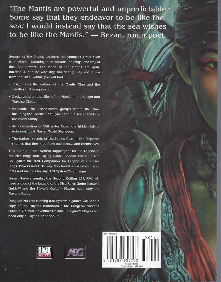 Legend of the Five Rings RPG Secrets of the Mantis SC NEW AEG3034 ...