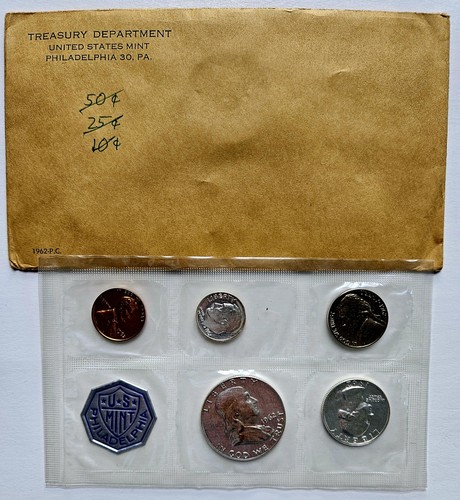 1962 Franklin Proof Set in OGE w Half Dollar Lightly Toned & Deep Brown ...
