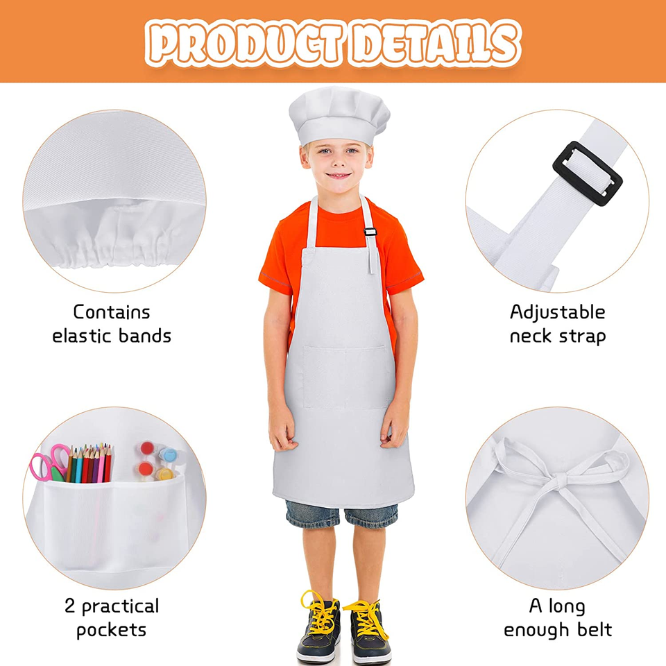 40 Pcs Kids Apron Chef Hat Set Boys Girls Aprons Chef Apron Hats Bulk ...