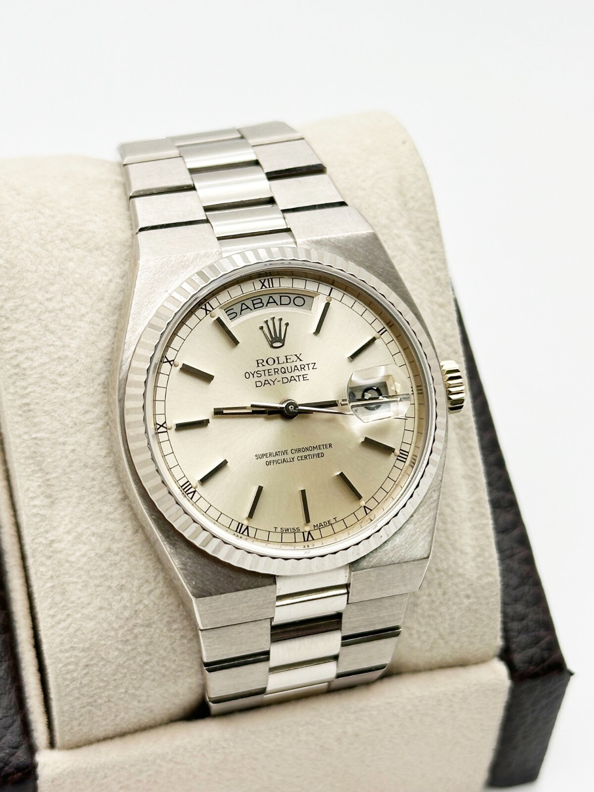 RARE Rolex Oysterquartz Day Date 19019 18K White Gold 36mm | eBay