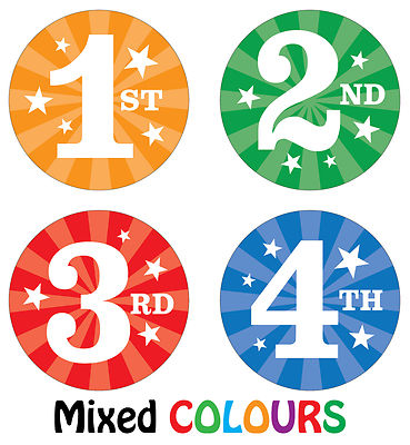 144 x Sports Day Reward Stickers - 1st, 2nd, 3rd 4th Place - School ...