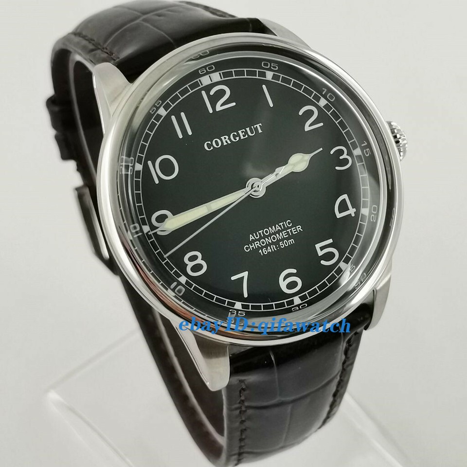 Corgeut 42MM watch black dial Seagull ST1612 automatic mechanical men ...