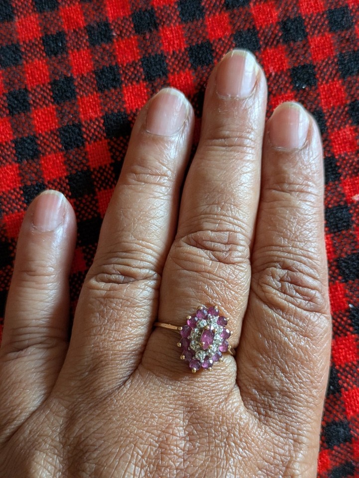 9ct Yellow Gold Ruby and diamond ring, excellent conditions, UK buyers ...