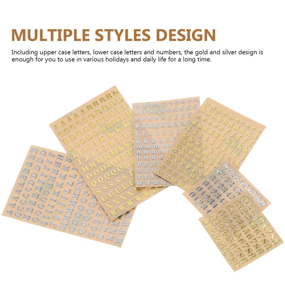 12 Pcs Alphanumeric Stickers Letter Nail Glitter Alphabet Self-adhesive ...