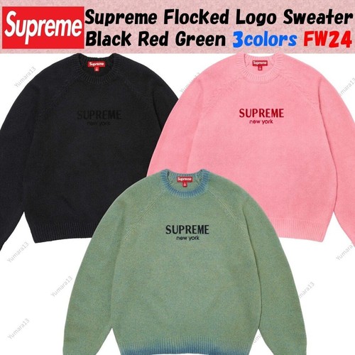Pull Supreme Flocked Logo Noir Rouge Vert 3 couleurs FW24 | eBay