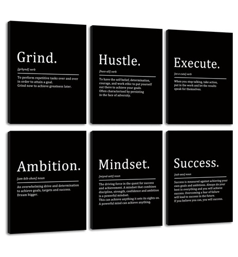 Set of 6 Grind Hustle Execute Ambition Mindset Success Motivational ...