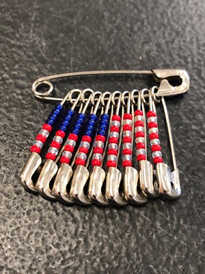American Flag Safety Pin USA Patriotic Beaded Lapel Pin Brooch | eBay