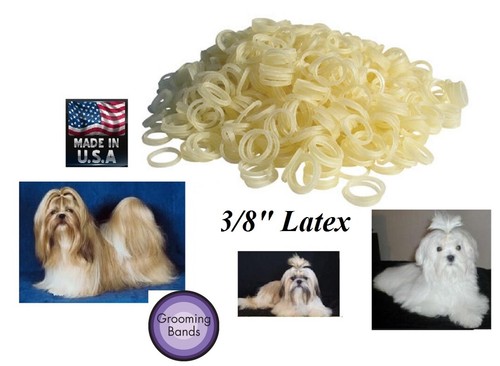 500 Dog Grooming Hair Bands 3/8" Rosin Coated Rubber Latex Top Knot ...
