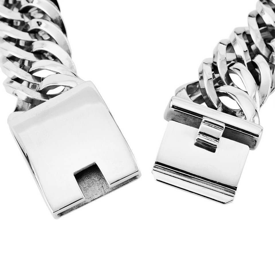8.5" X 25mm Gothic Heavy Rocker Biker Stainless Steel Bracelet Cuban ...