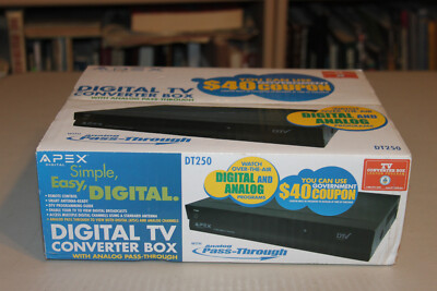 Apex Digital TV Converter Box Analog Pass-Through DTV Model DT250 NEW ...