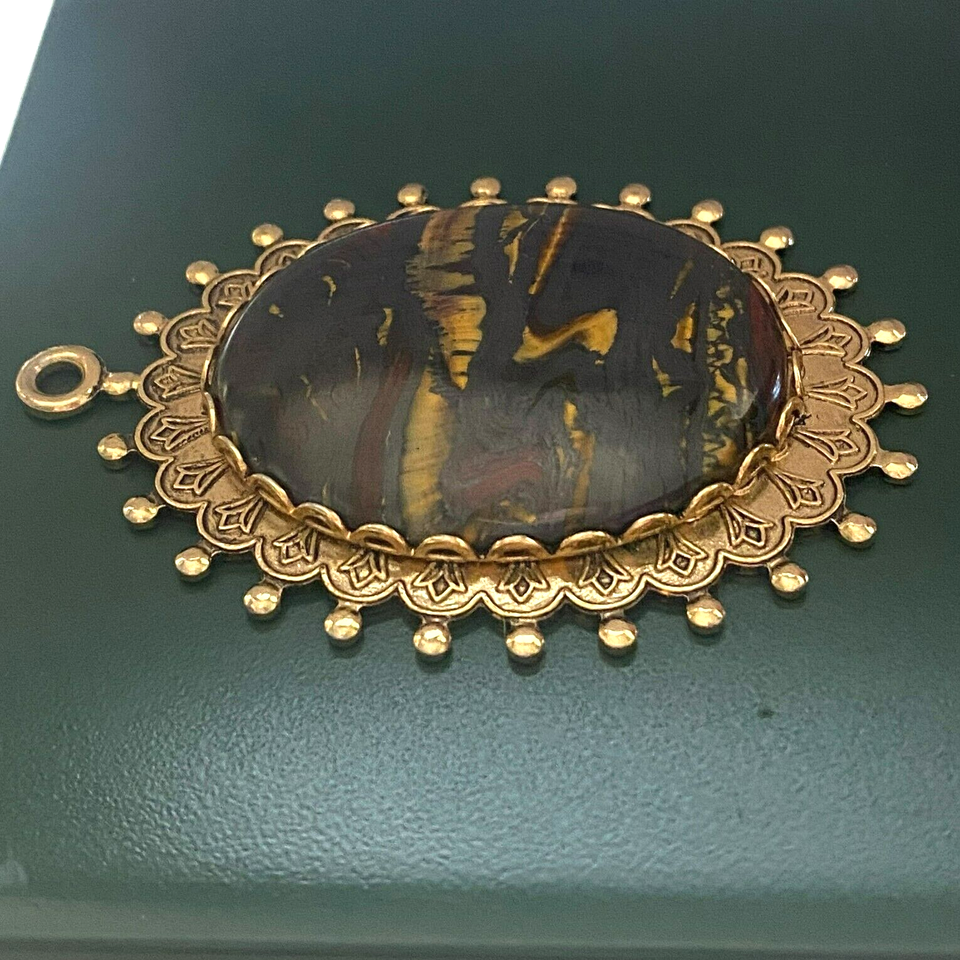 Citrine Quartz Oval Pendant Stone Crystal 2.5" Gold Tone Jewelry ...