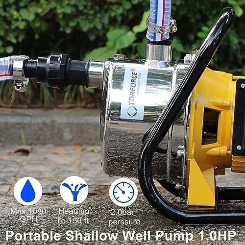 TDRFORCE 1HP 18GPM 110V Shallow Well Booster Pump Self Priming Garden ...