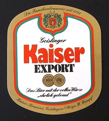 Kaiser Brauerei KAISER EXPORT beer label GERMANY | eBay