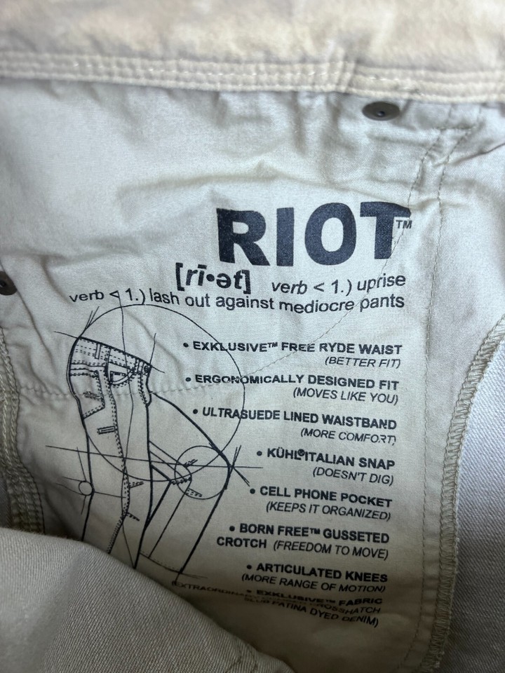 Kuhl Men Riot Jeans Vintage Patina Dye Size 40x32 Distressed Denim | eBay