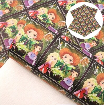 FAUX LEATHER SHEET 8.75" X 12" Printed 1091064 Hocus Pocus Movie LITCHI ...