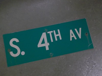 Vintage ORIGINAL S. 4TH AV Street Sign 24' X 9" White on Green | eBay