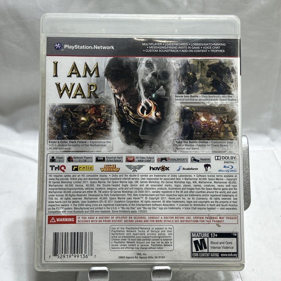 Warhammer 40,000: Space Marine (Sony PlayStation 3, 2011) PS3 Complete ...