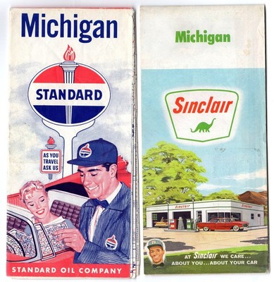 Vintage map of Michigan state USA Standard Oil and Sinclair fold out | eBay