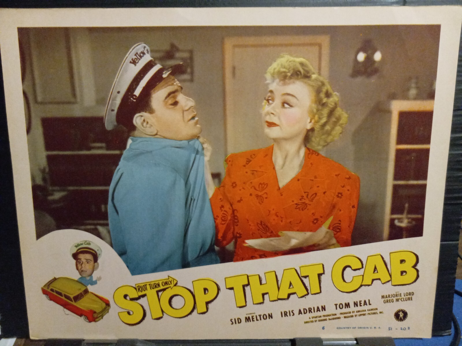 Lobby Card 1951 STOP THAT CAB Iris Adrian bullies hapless cabbie Sid ...