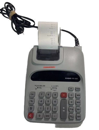 Casio FR-520 Printing Calculator Desktop 12 Digit Large Display Tested ...