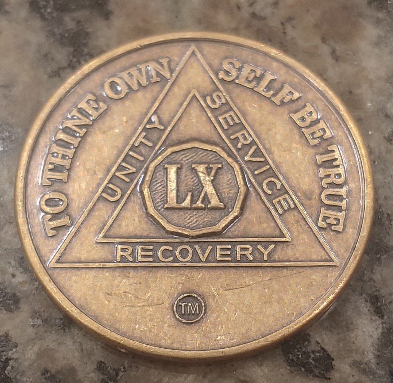 60 Year Alcoholics Anonymous AA Bronze Medallion Coin Sobriety Chip ...