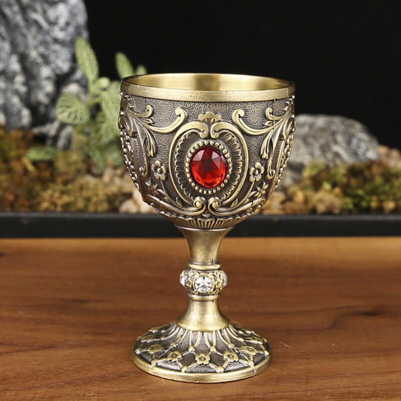 Embossed Vintage Metal Wine Cup European Style Chalice Medieval Goblet ...