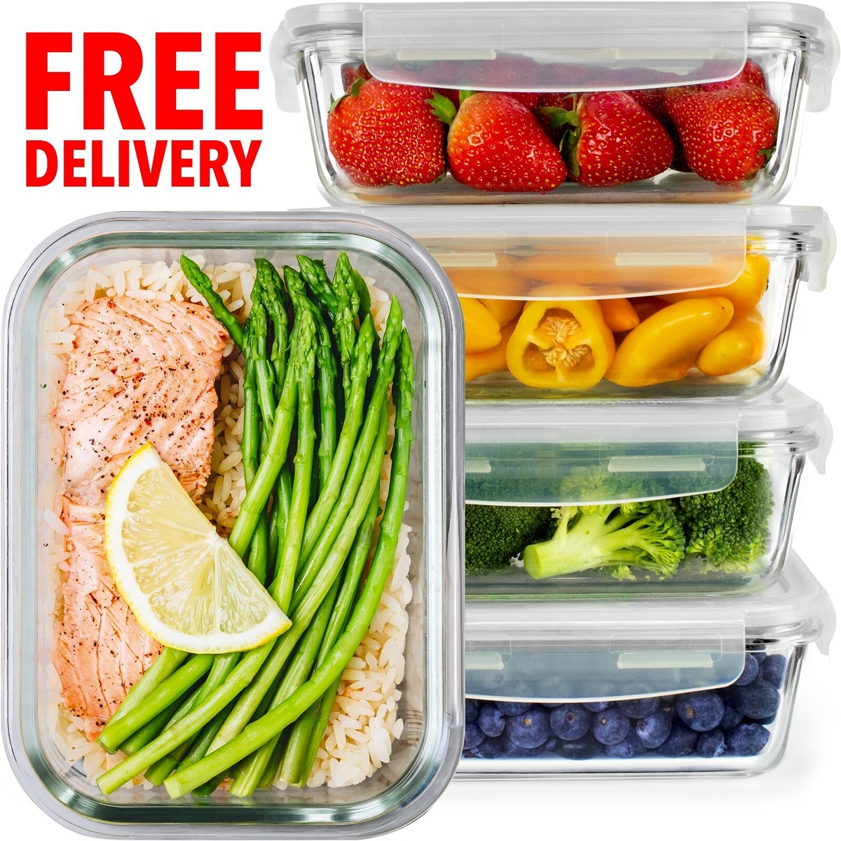 Glass Tupperware Containers Neo 7 Glass Containers & 7 Lids Food