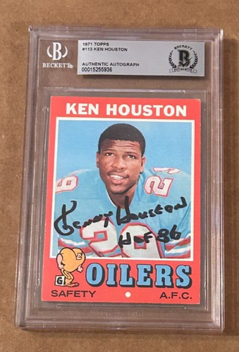 KEN HOUSTON SIGNED 1971 TOPPS RC W/HOF86 BECKETT BAS HOUSTON OILERS ...