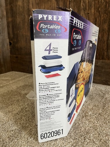 Pyrex Portables Insulated 4 Piece 3 Quart Food Carrier Set W/Box Pan ...