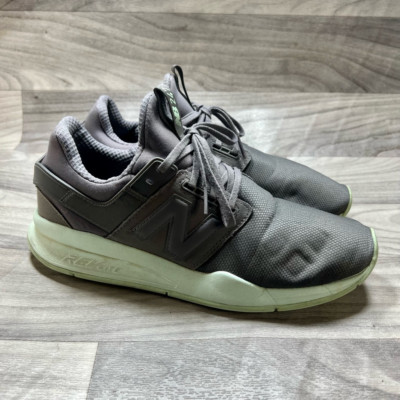 New Balance Womens 247 Running Shoes Gray Green Low Top Mesh Lace Up ...