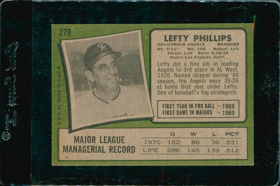 1971 Topps Baseball Card #279 Lefty Philips California Angels Mgr | eBay