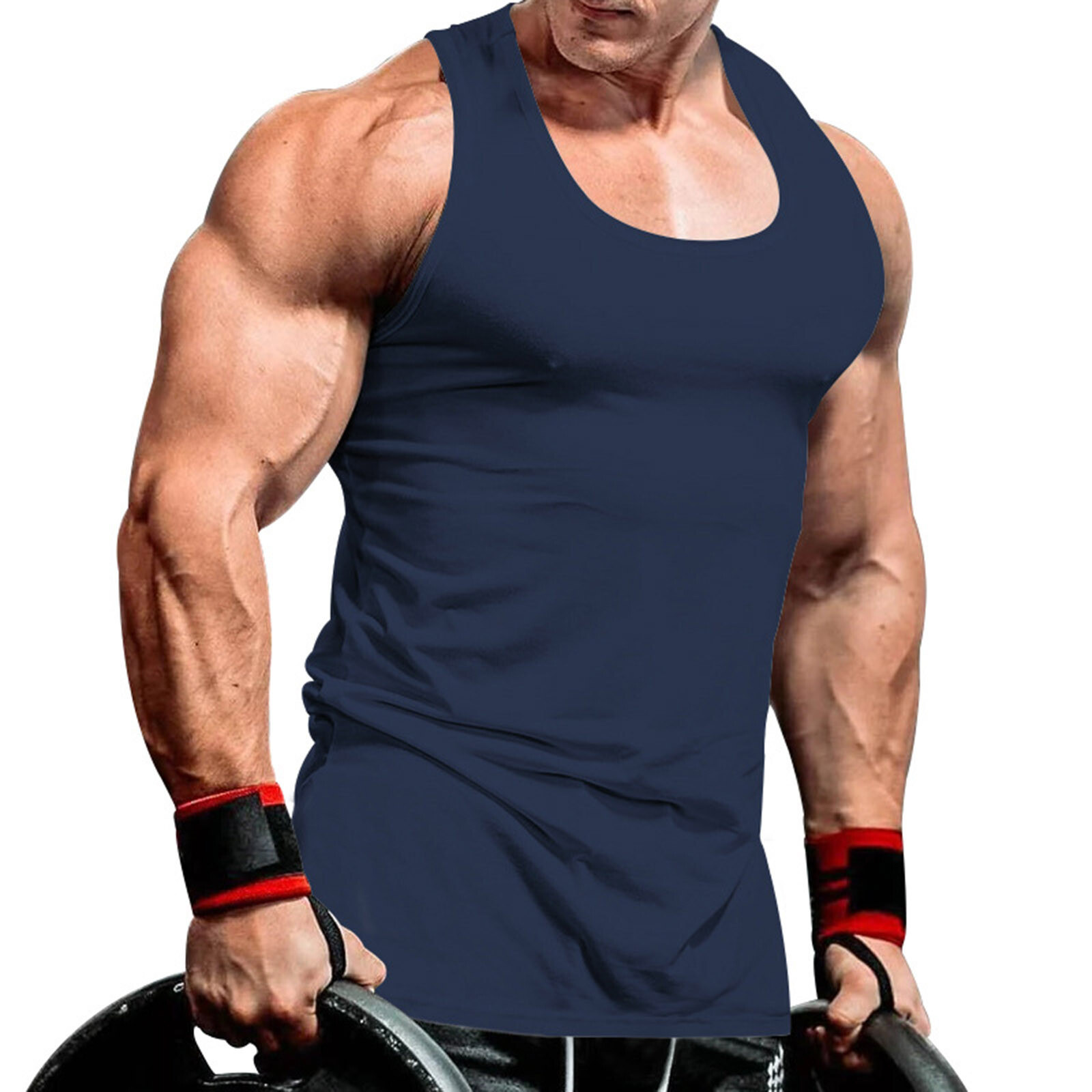 Sleeveless Mens Tank Top U Neck Bodybuilding Tank Top Muscle Tank ...