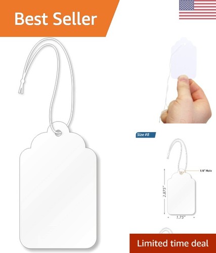 White Price Tags with Pre-Strung Loop Strings - Pack of 1000 Marking ...