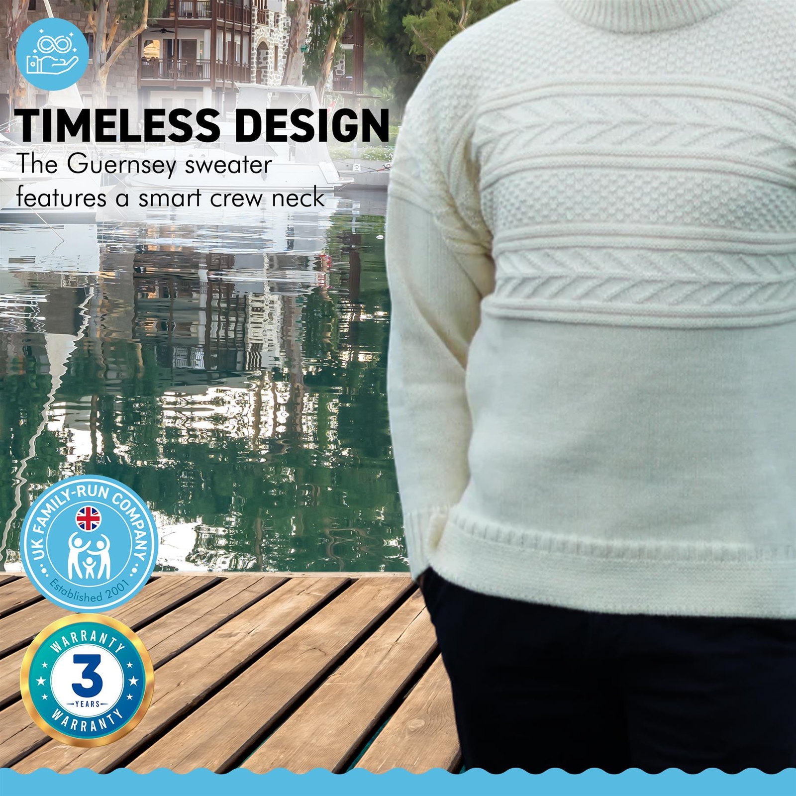 Pure British Wool Guernsey Sweater | Large | Ecru neutral colour | eBay