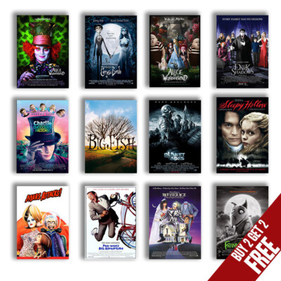 BEST TIM BURTON MOVIE POSTERS * Hardbacked Glossy Art Print * Classic ...