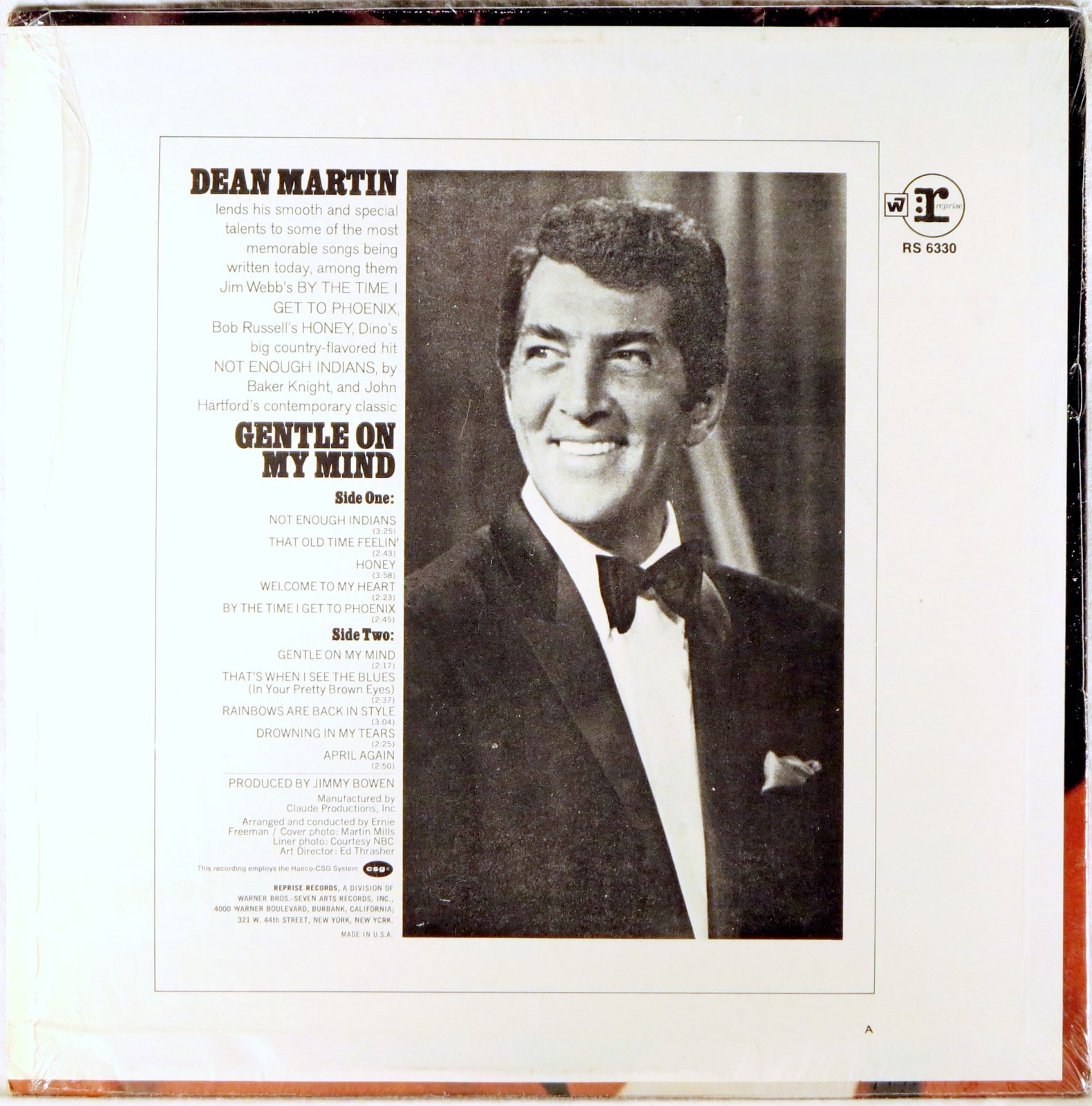 REPRISE STEREO Dean Martin GENTLE ON MY MIND 2-Tone Labels SHRINK RS ...