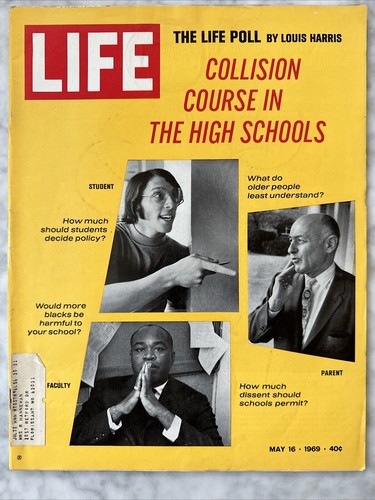 Vintage Life Magazine May 16 1969 Collision Course In The High Schools ...